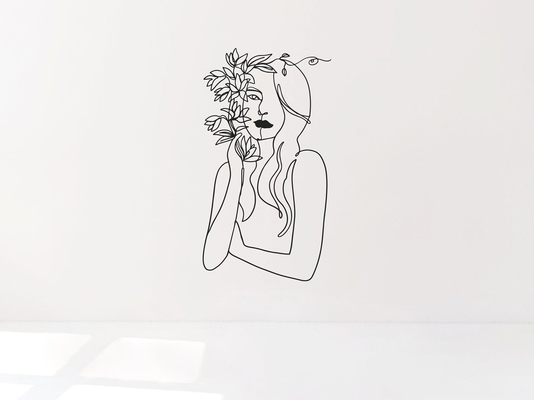 One Line Art Decal Woman Face Decal Beauty Salon Wall Decal Spa Wall ...