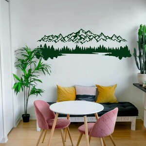 Mountain View Vinyl Decal Mountain Trees Sticker Mountains Wall Decal Mountain Peaks Decal ...