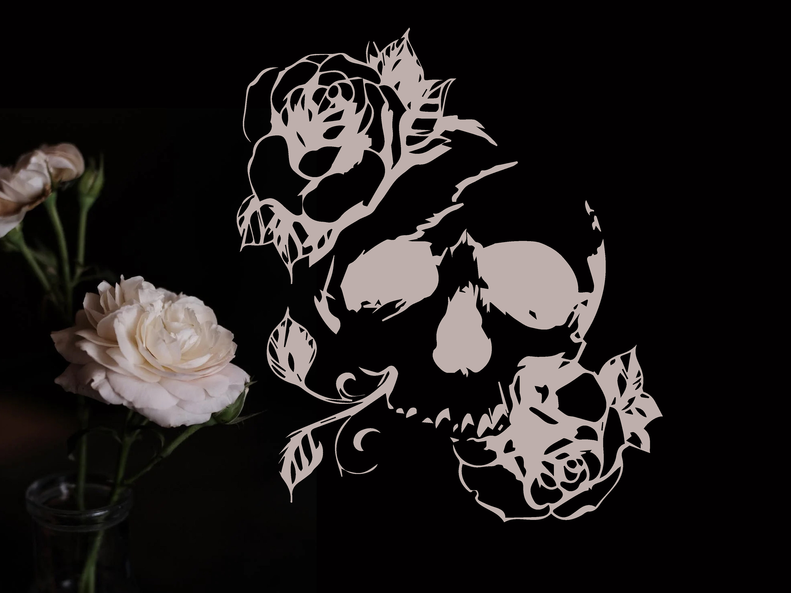 Skull and Roses Vinyl Decal, Car/laptop/window - Etsy