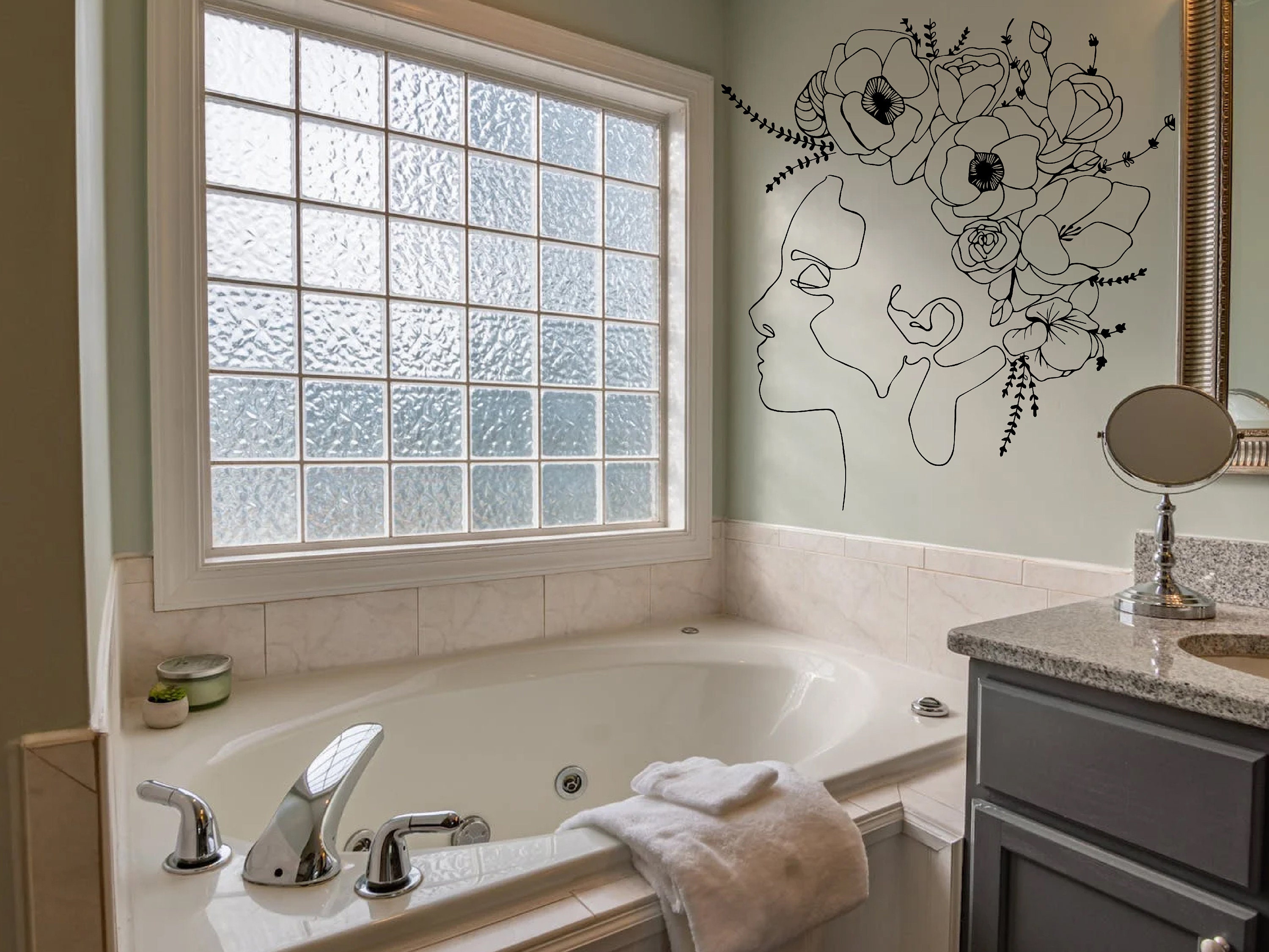 One Line Art Decal Woman Face Decal Beauty Salon Wall Decal Spa Wall ...