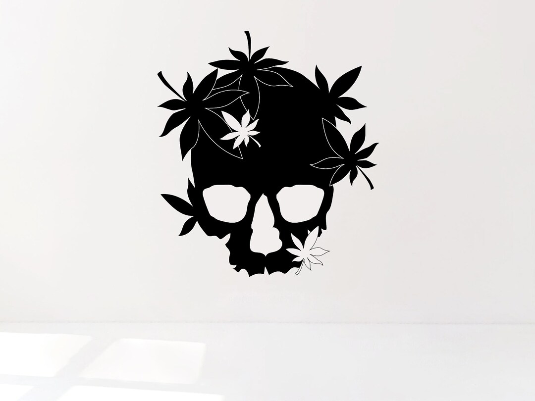 Skull Decal Skull Weed Decal Car Skull Cannabis Decal Sport Car Skull ...