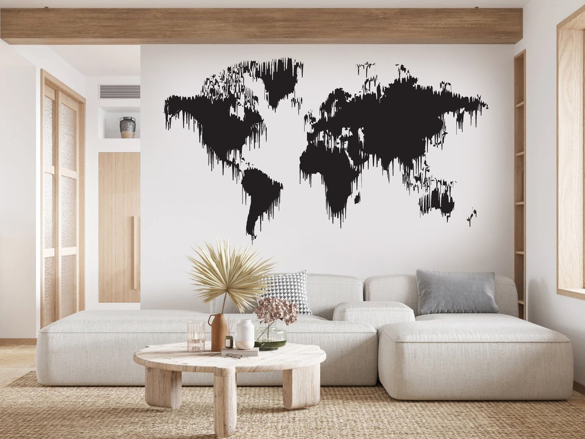 World Map Decal World Map Travel Decal Melting World Map Decal Global ...