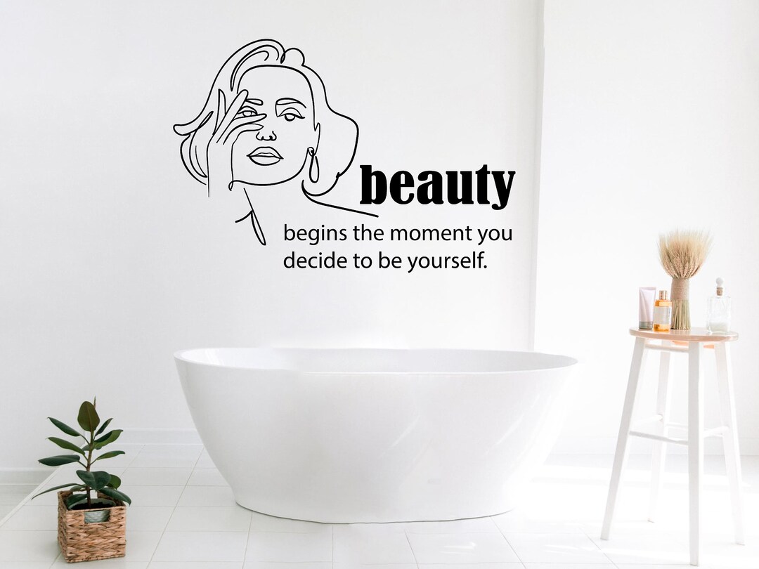 Beauty Decal Be Yourself Decal Woman Face Decal Beauty Salon Wall Decal ...