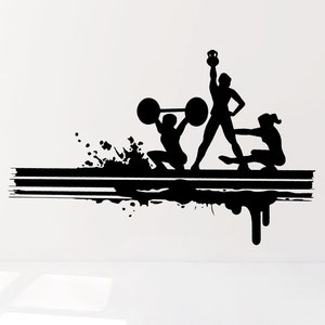Sport Decal Gym Decal Workout Vinyl Gym Wall Decal Fitness Collage ...