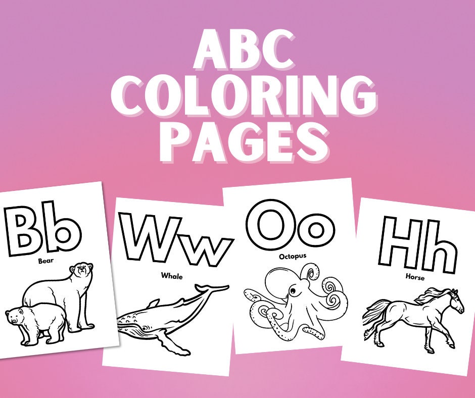 Kid's Alphabet Animal Coloring Sheets - Etsy