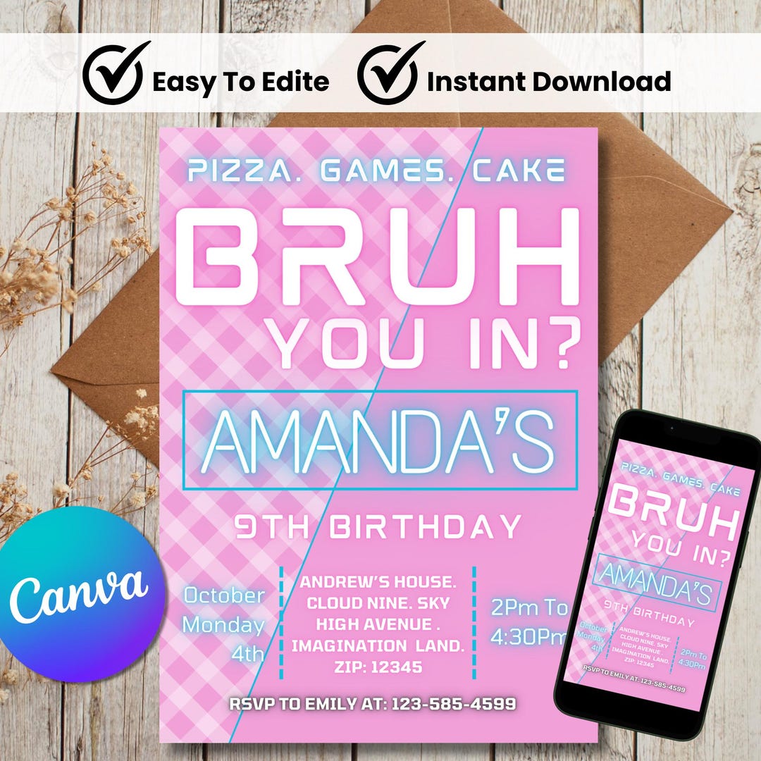 Bruh Birthday Invitation, Bruh Birthday Invitation Template, Bruh It's ...