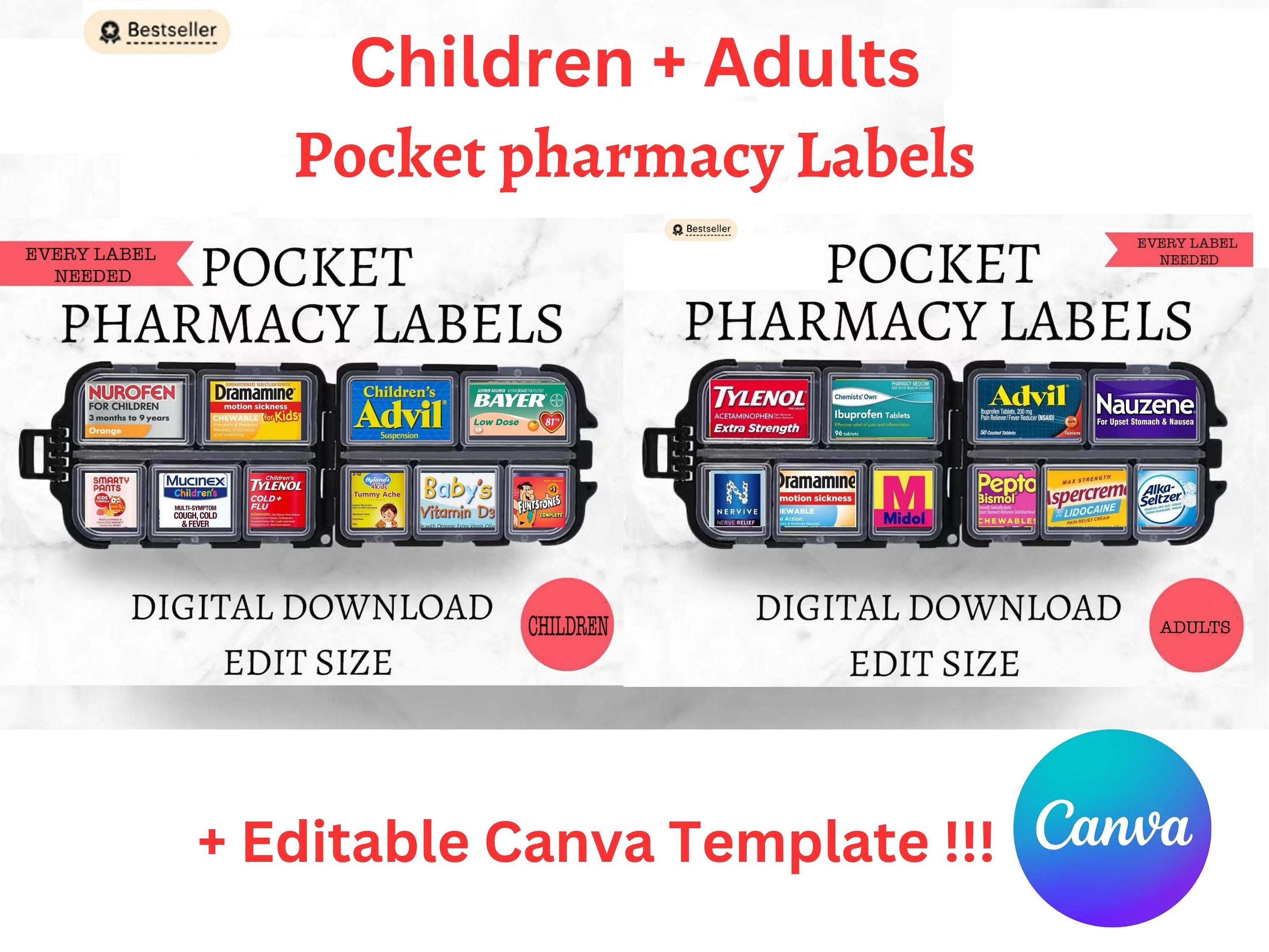 Pocket Pharmacy Label Bundle Printable Pill Case Labels Etsy