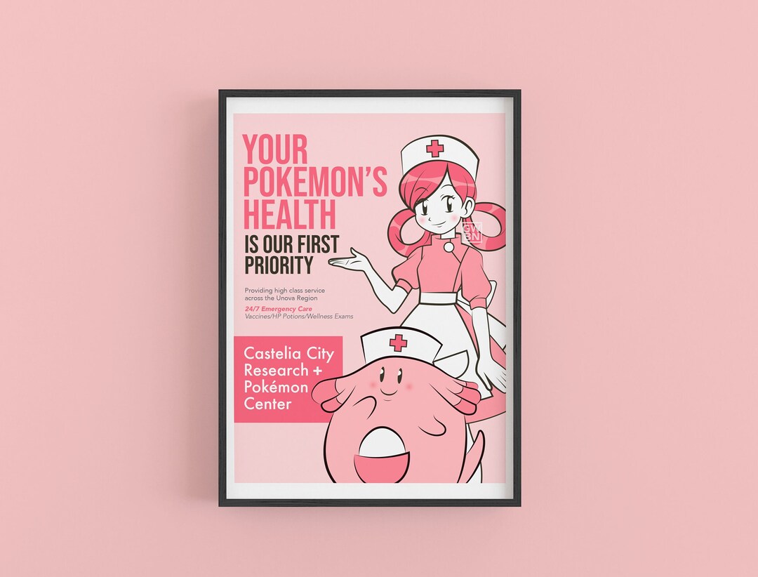 Pokemon Center Nurse Joy Poster | Wall Art Print, Unframed Poster, 8 ...