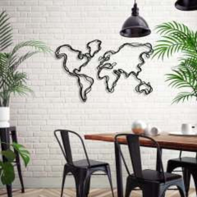 Metal World Map Metal Wall Decor Map Metal Art World Line - Etsy Metal World Map Metal Wall Decor Map Metal Art World Line - Etsy