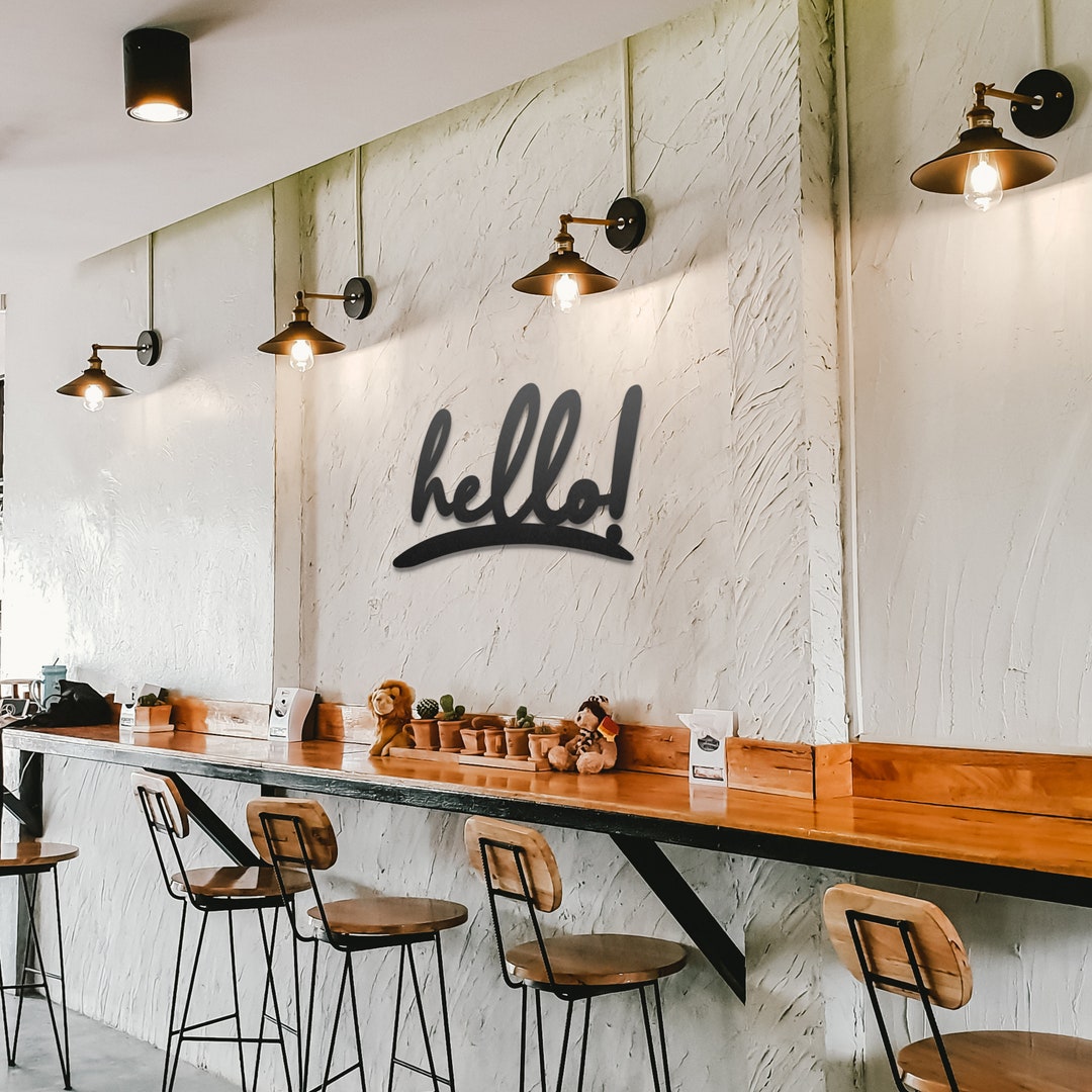 Hello Wall Sign, Large Metal Wall Decor, Aesthetic, Room Decor ...