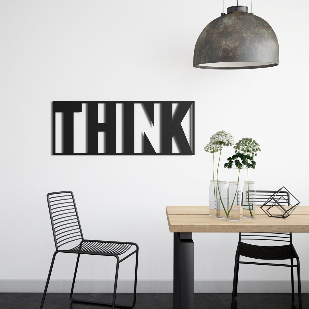 Think Wall Sign, Large Metal Wall Decor, Aesthetic, Room Decor ...