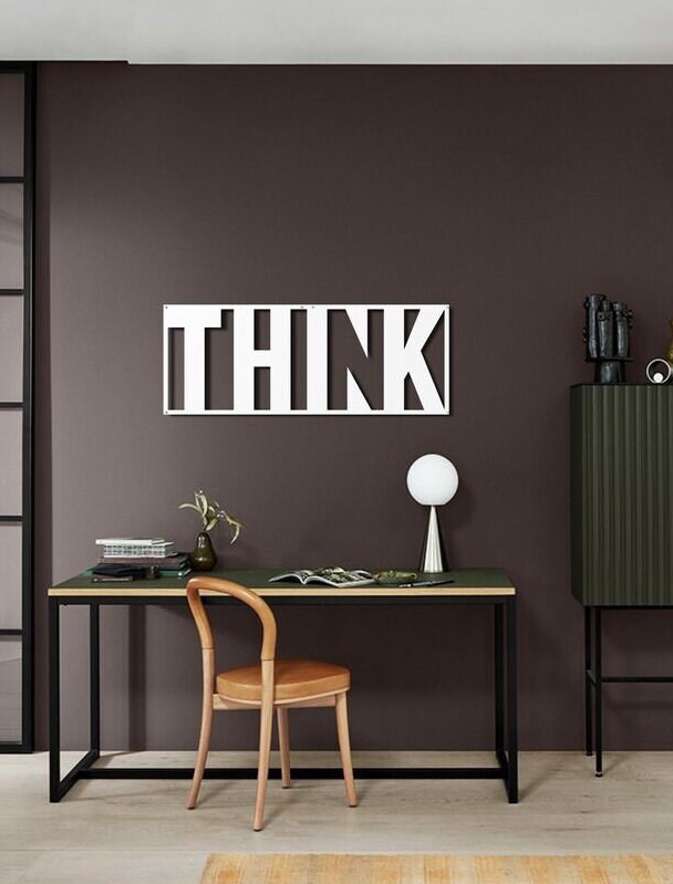 Think Wall Sign, Large Metal Wall Decor, Aesthetic, Room Decor ...