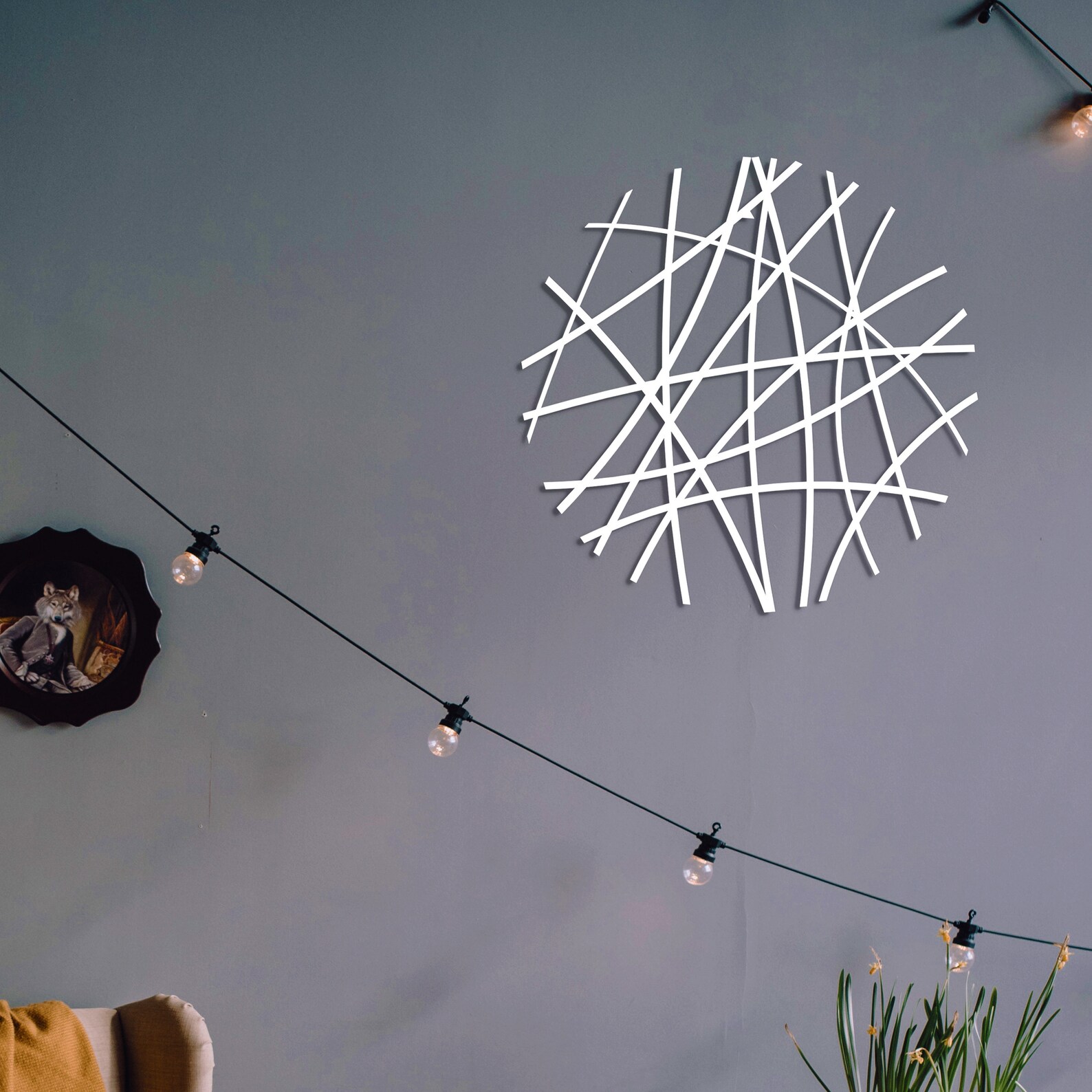 Kaos Line Metal Wall Art, Abstract Line Art, Minimalist Line Art, Metal ...