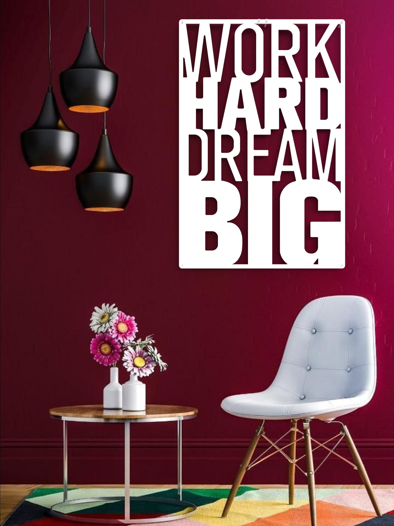 Work Hard Dream Big Metal Wall Decor, Motivation Quote Metal Wall Decor ...