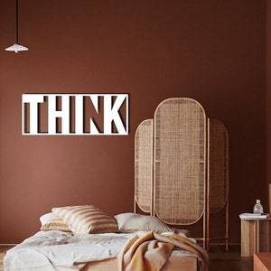 Think Wall Sign, Large Metal Wall Decor, Aesthetic, Room Decor ...