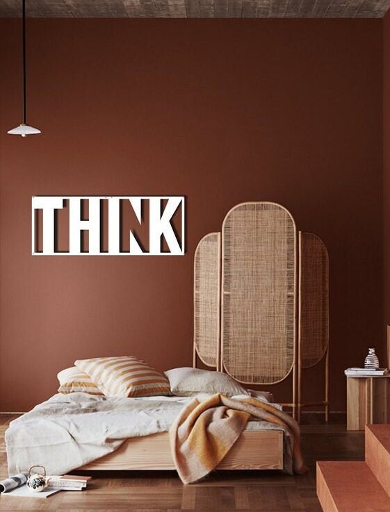 Think Wall Sign, Large Metal Wall Decor, Aesthetic, Room Decor ...