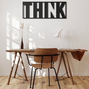 Think Wall Sign, Large Metal Wall Decor, Aesthetic, Room Decor ...