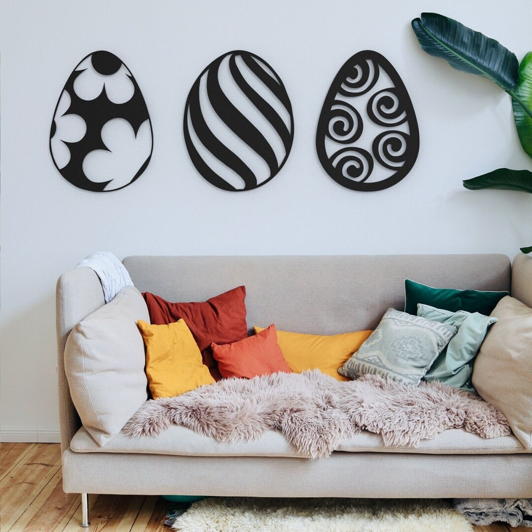 Easter Eggs Metal Wall Art Set, 3 Piece Wall Art, Easter Metal Sign ...