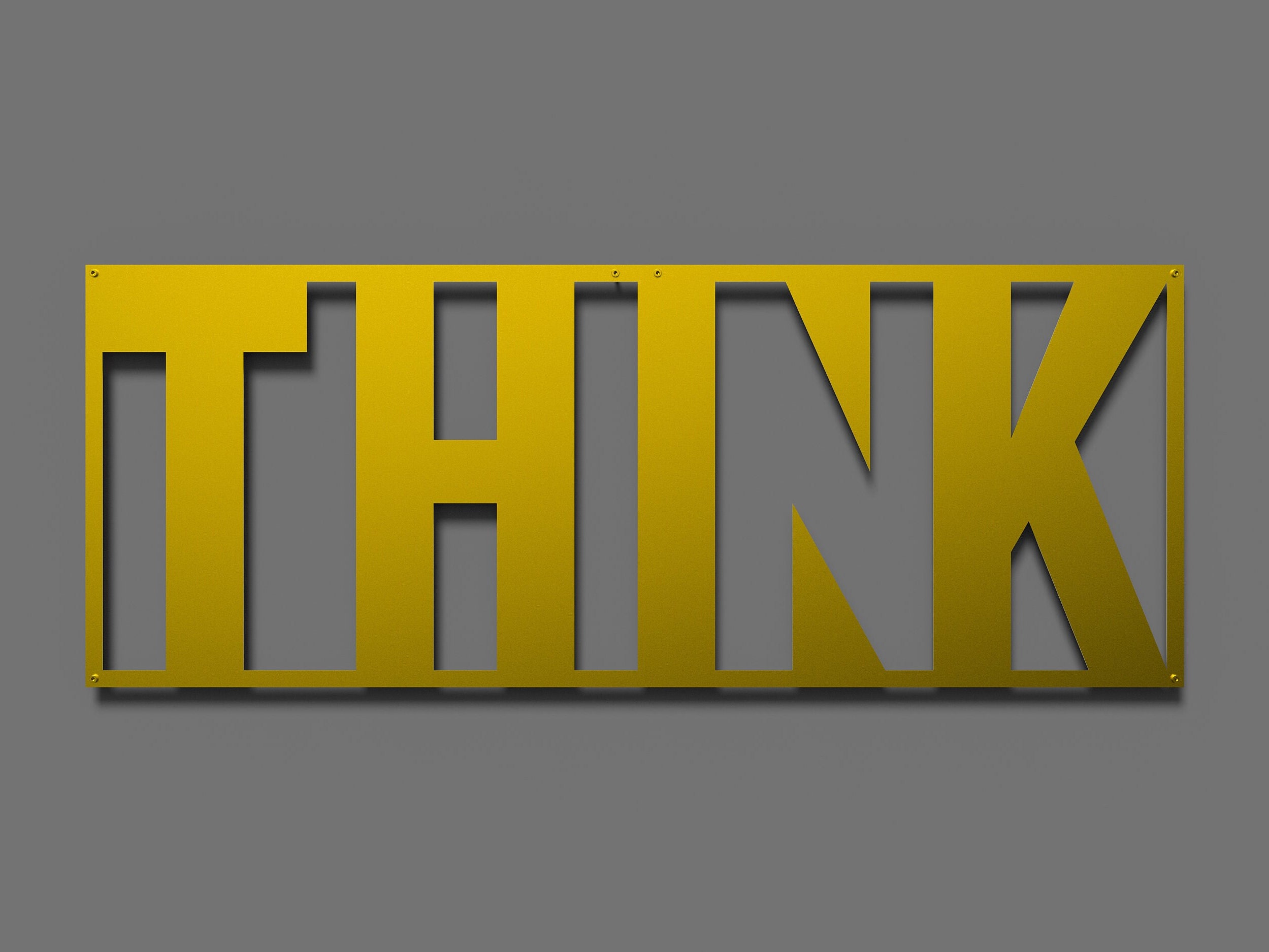Think Wall Sign, Large Metal Wall Decor, Aesthetic, Room Decor ...