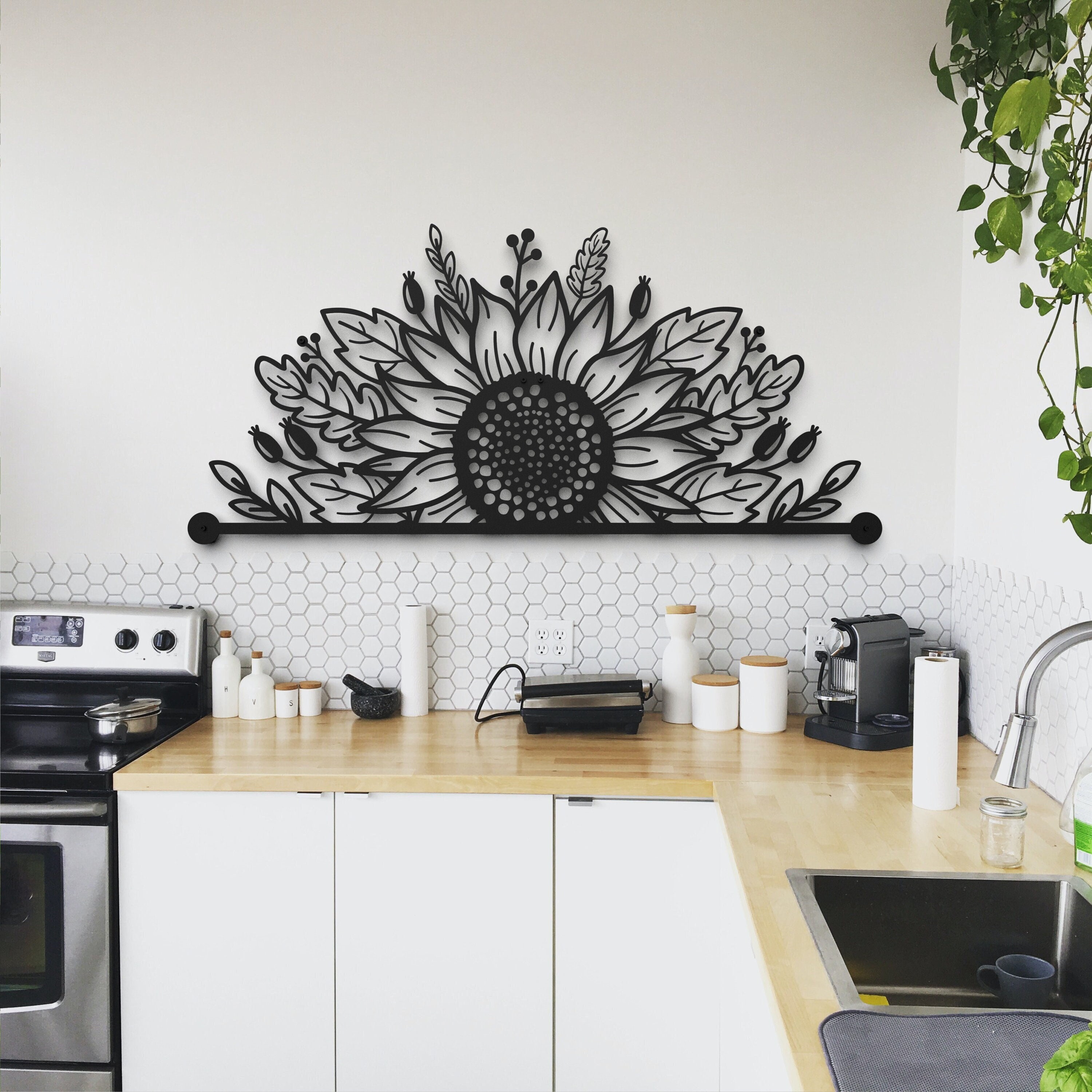 Sunflower Metal Wall Decor, Metal Flower Wall Art, Above Bed Decor ...
