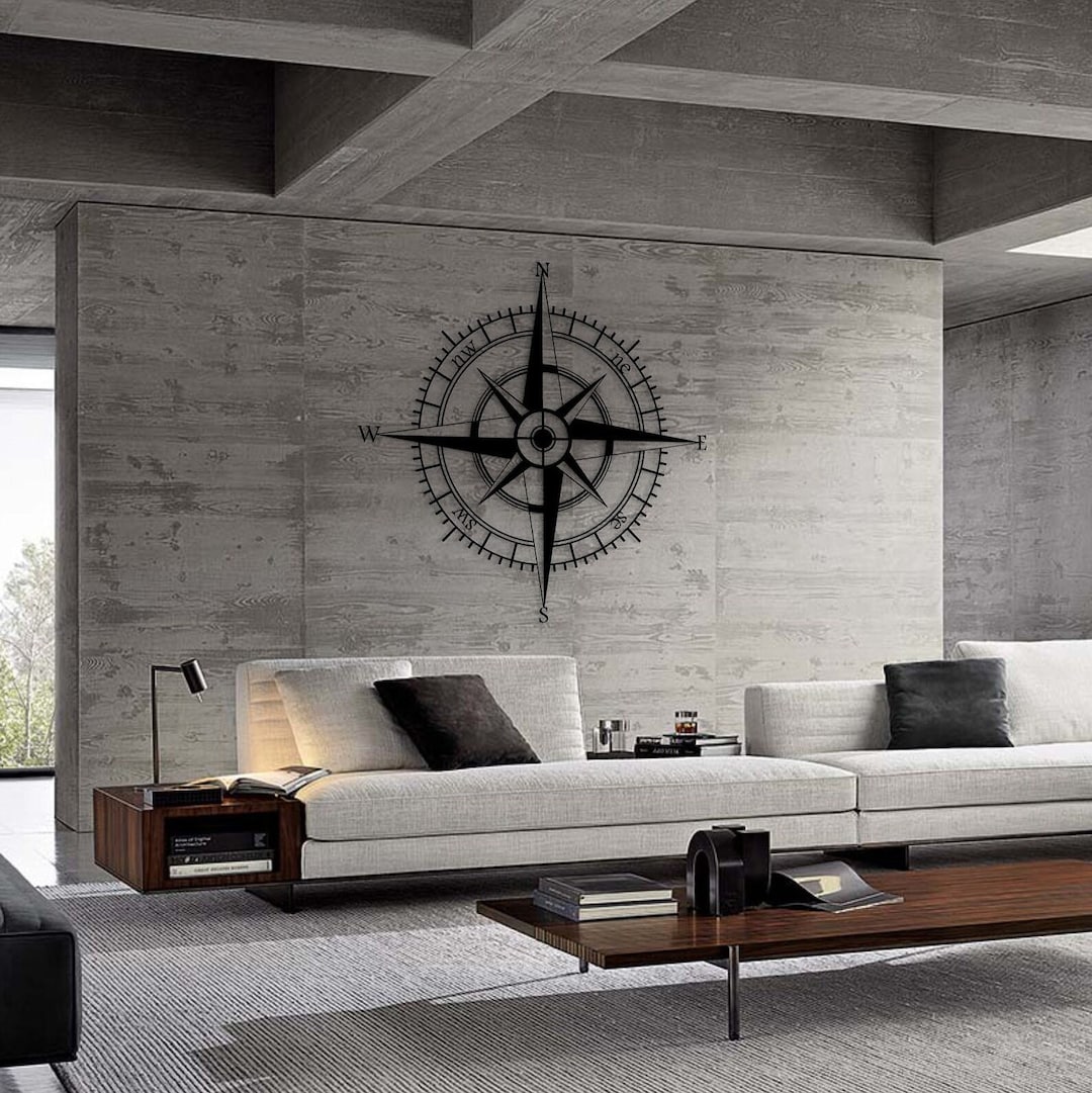 Metal Compass Wall Decor, Metal Compass Sign, Outdoor Wall Decor, Porch ...