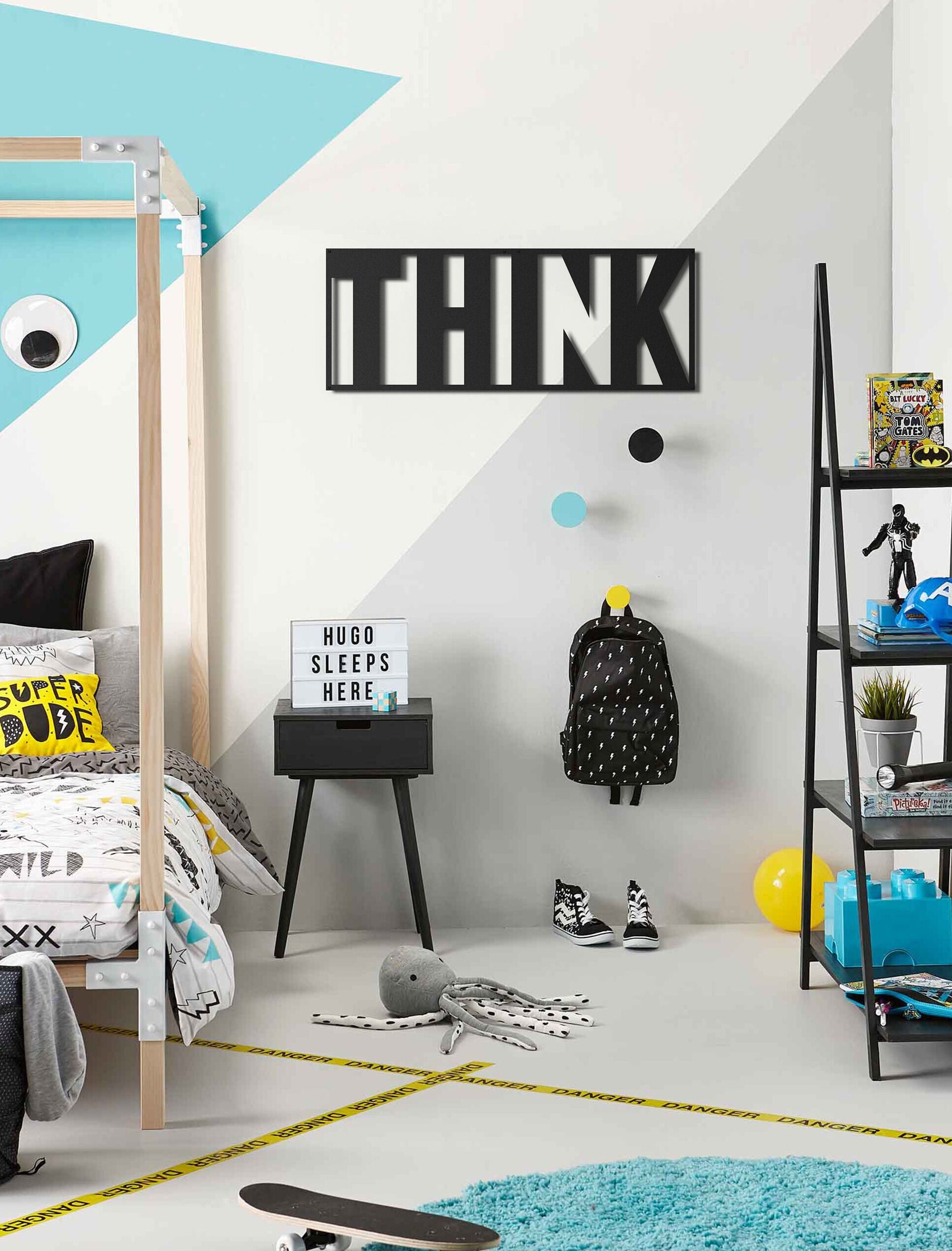 Think Wall Sign, Large Metal Wall Decor, Aesthetic, Room Decor ...