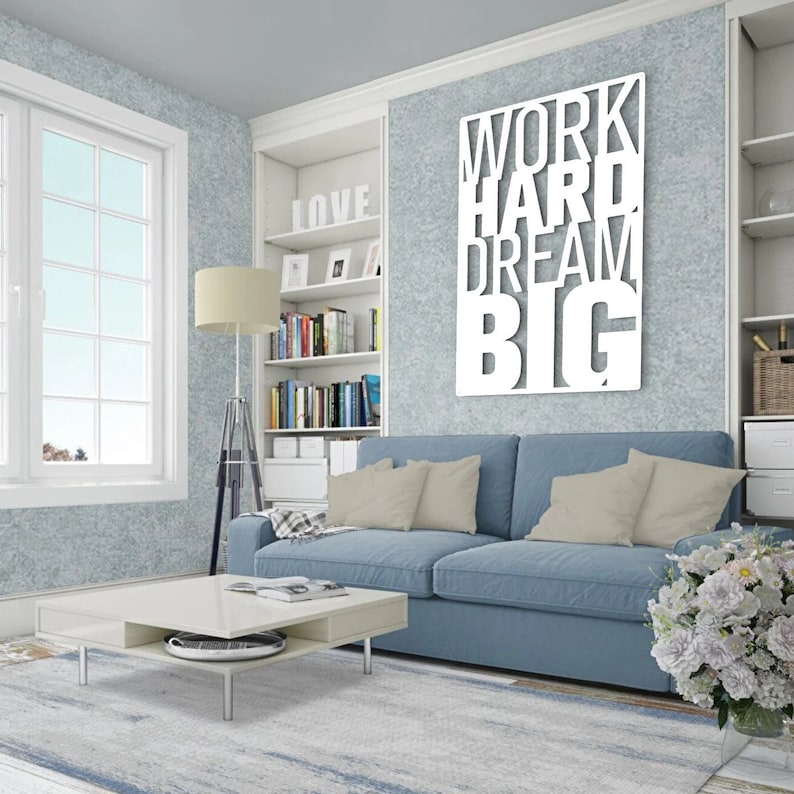 Work Hard Dream Big Metal Wall Art – Motivational Quote – Inspirational ...