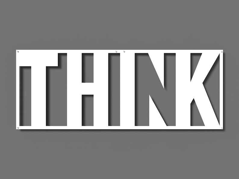 Think Wall Sign, Large Metal Wall Decor, Aesthetic, Room Decor ...