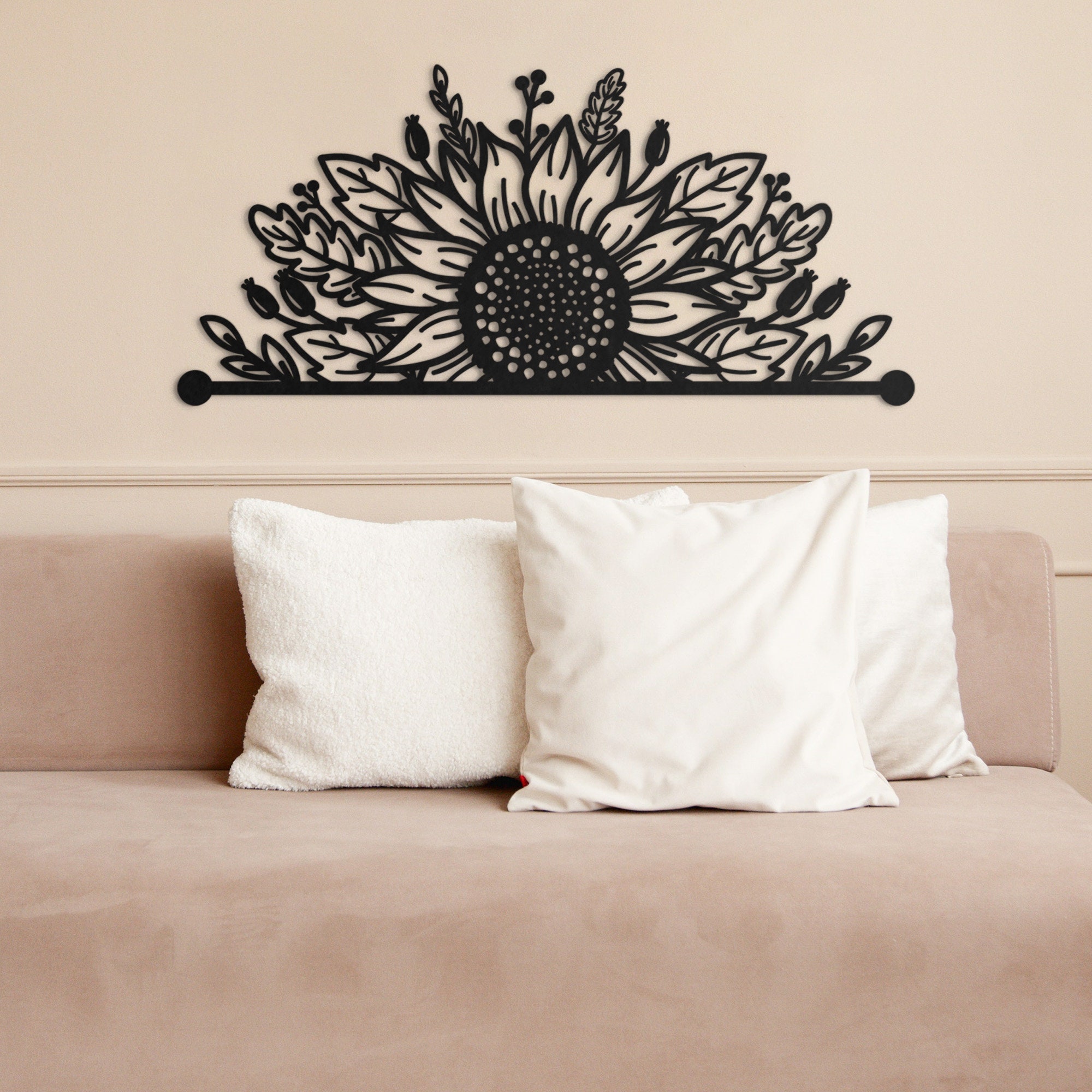 Sunflower Metal Wall Decor, Metal Flower Wall Art, Above Bed Decor ...