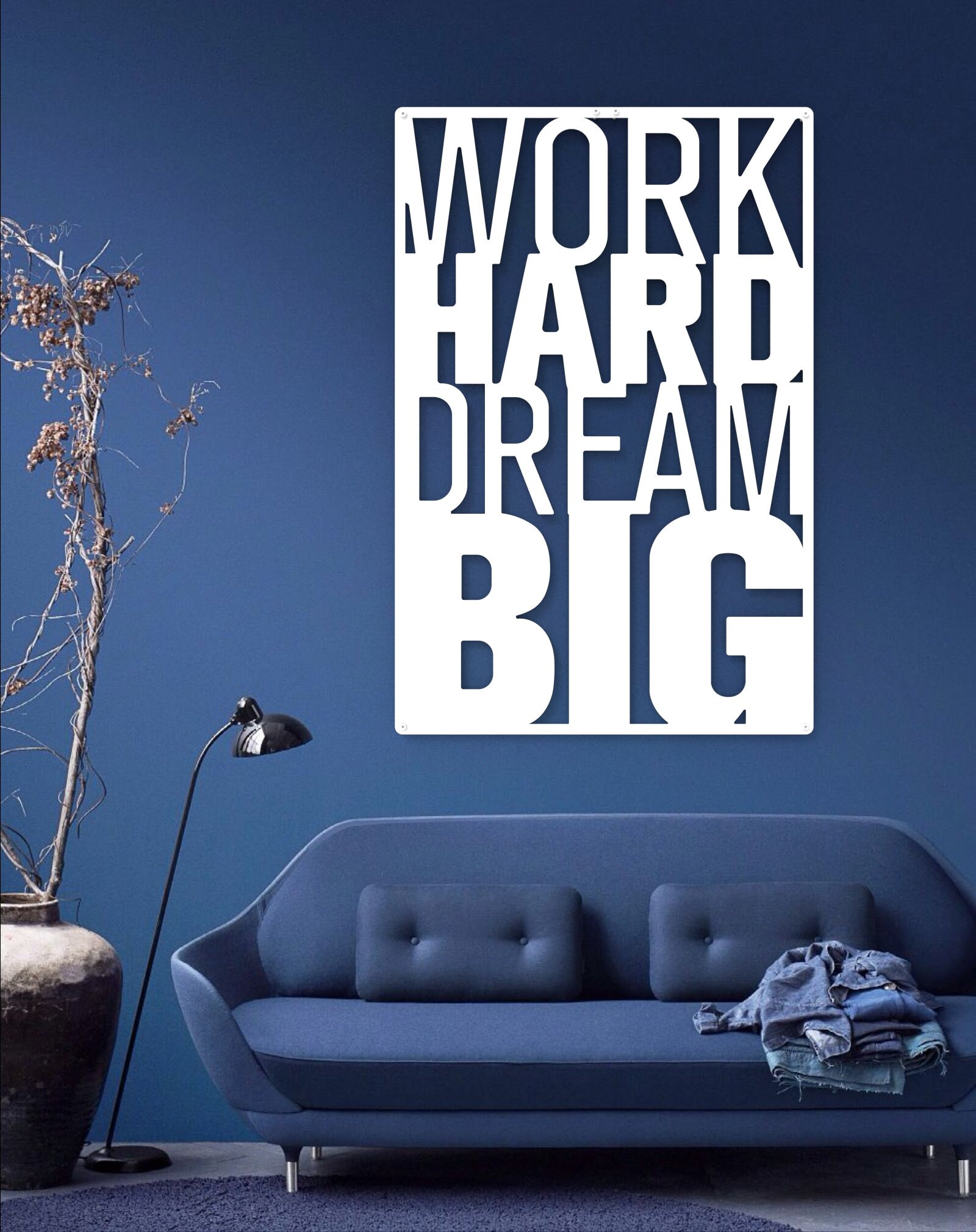 Work Hard Dream Big Metal Wall Decor, Motivation Quote Metal Wall Decor ...