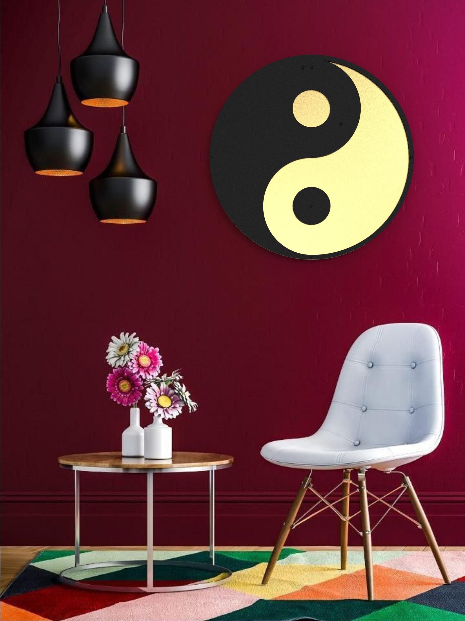 Yin Yang Metal Wall Decor, Boho Metal Wall Art, Yoga Studio Decor ...