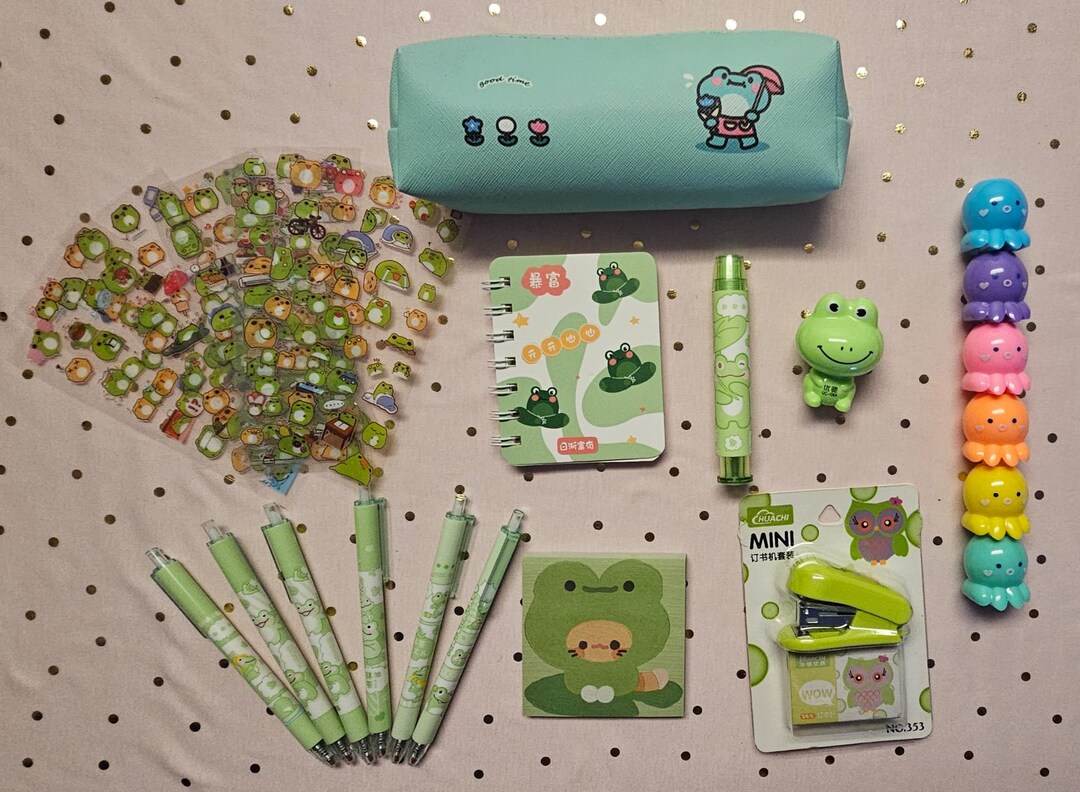 29 Pcs Cute Frog Stationery Set, Kawaii Stationary School Supplies ...