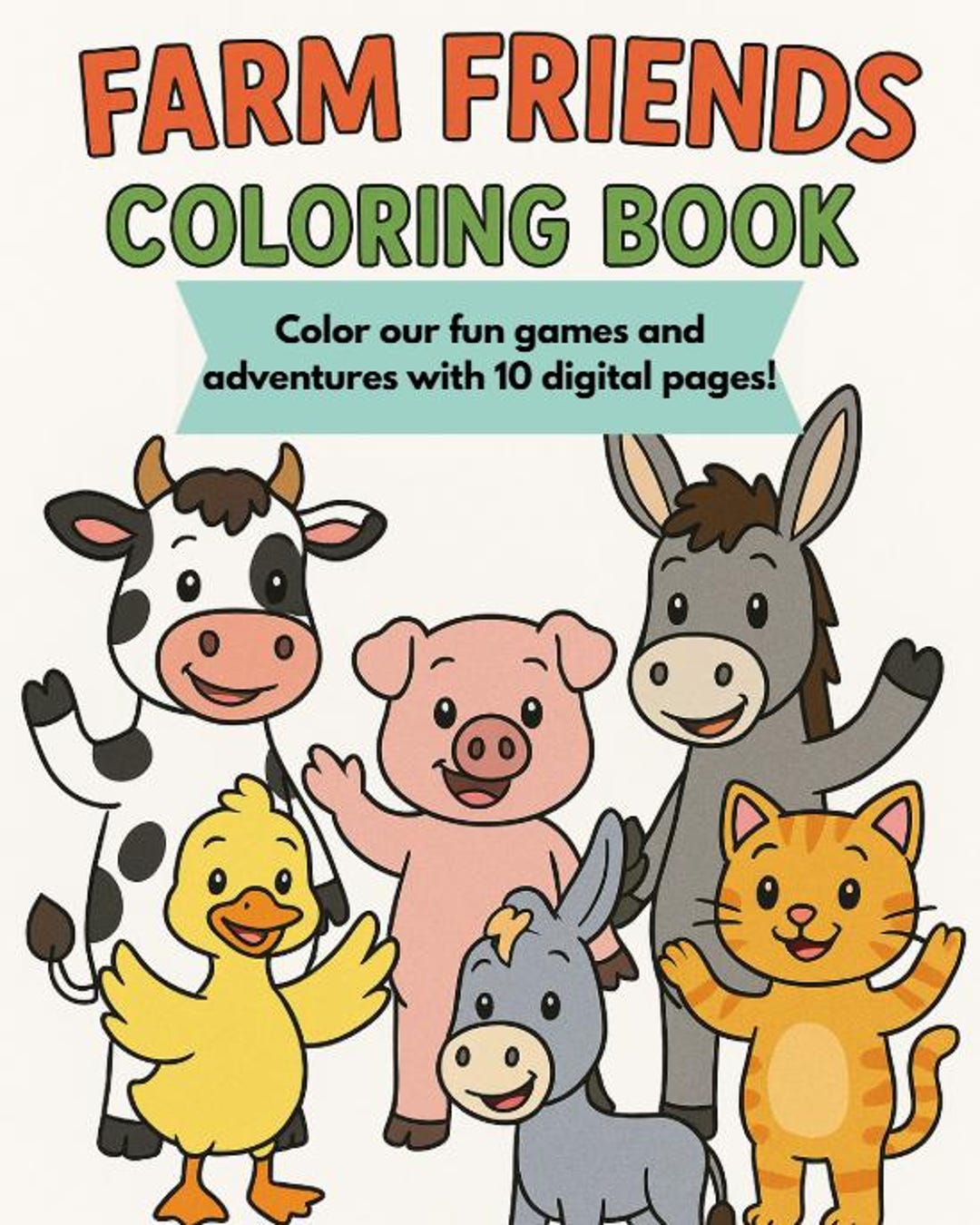 Farm Animal Coloring Book: Fun Kids Activity, Printable PDF - Etsy