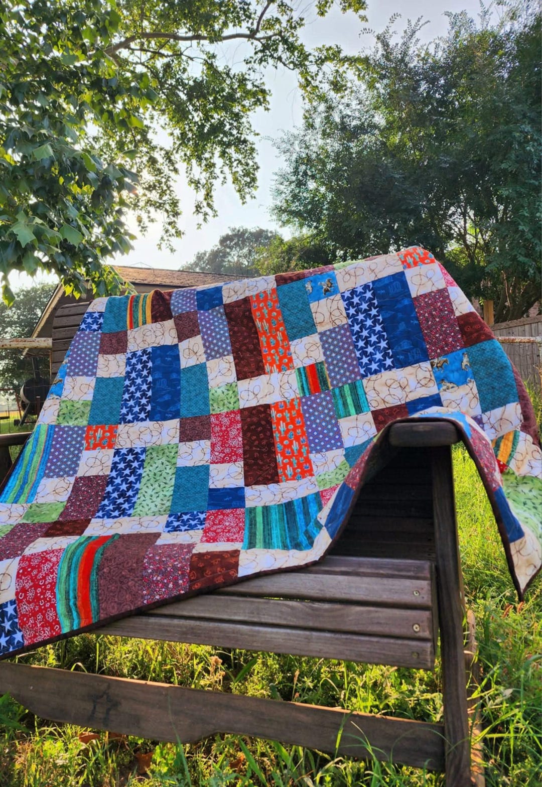 Western Throw Quilt | 56x70 Handmade Quilt | Rustic Cowboy Blanket ...
