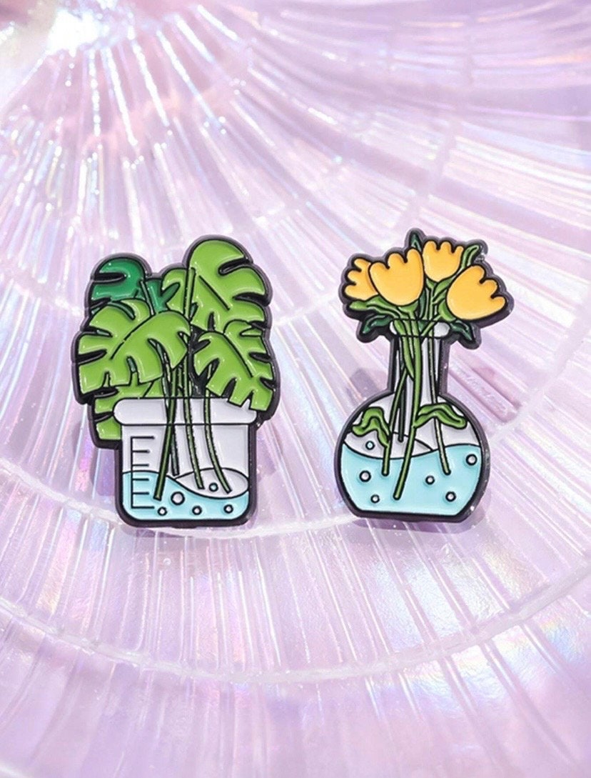 Science Flower Enamel Pins Accessories Sustainability Green Champions ...