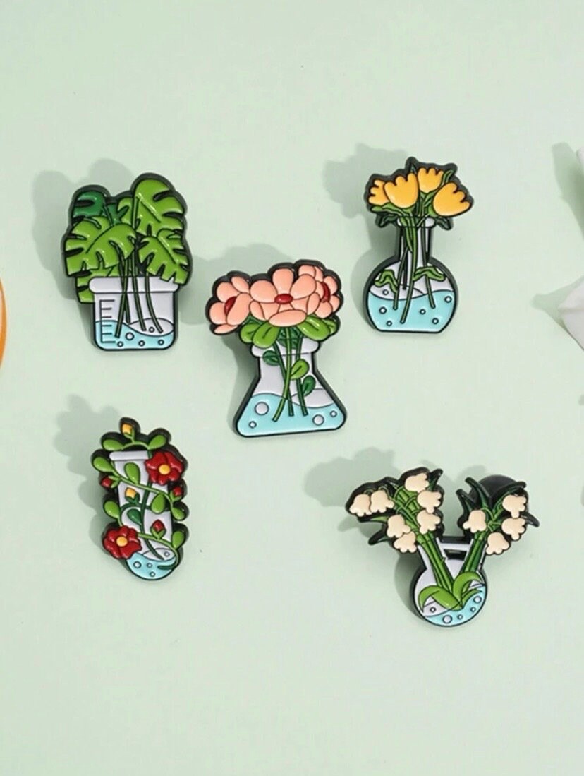 Science Flower Enamel Pins Accessories Sustainability Green Champions ...