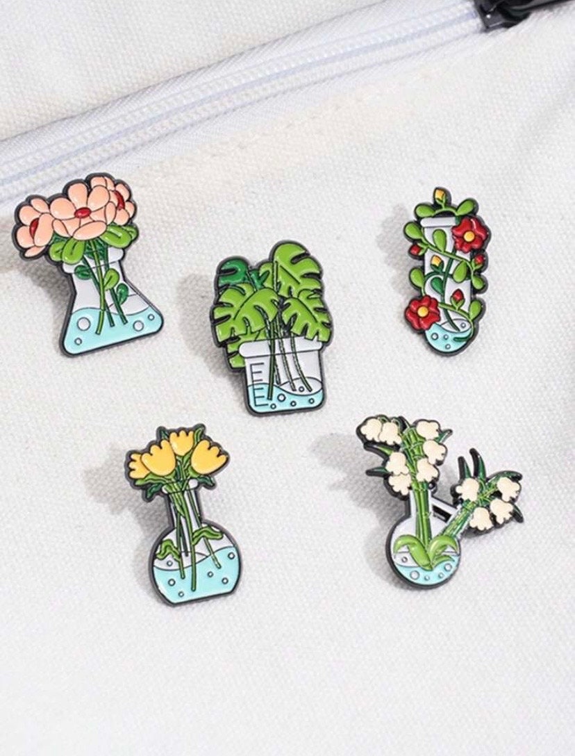 Science Flower Enamel Pins Accessories Sustainability Green Champions ...