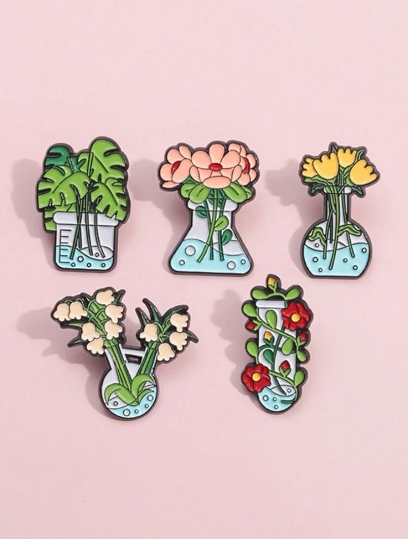 Science Flower Enamel Pins Accessories Sustainability Green Champions ...