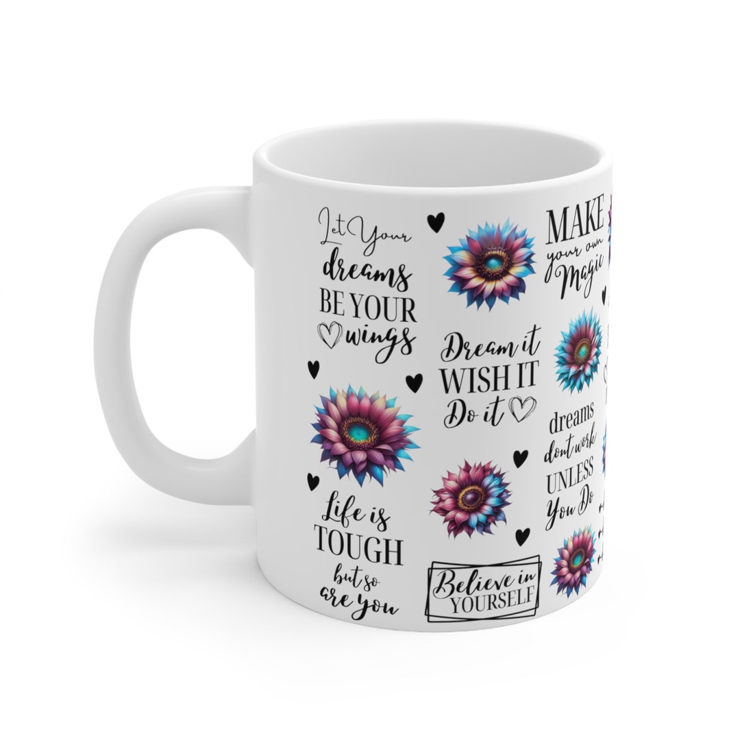 Ceramic Coffee Cups, 11oz, 15oz Positive Affirmations Mug Motivational ...