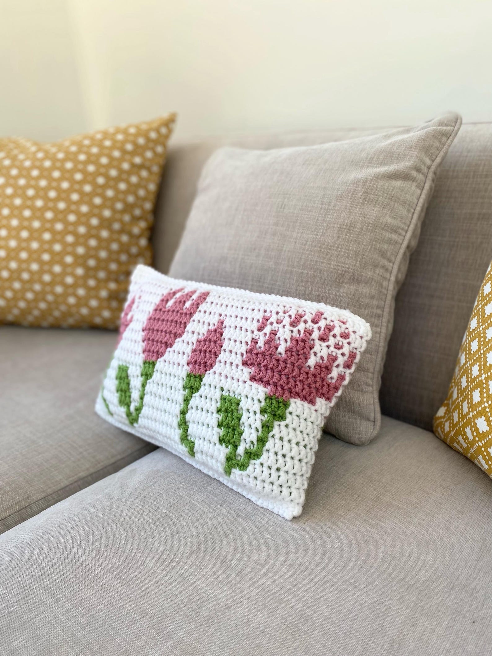 Meadow Flowers Cushion Pattern - Crochet PDF Pattern - Spring Decor ...