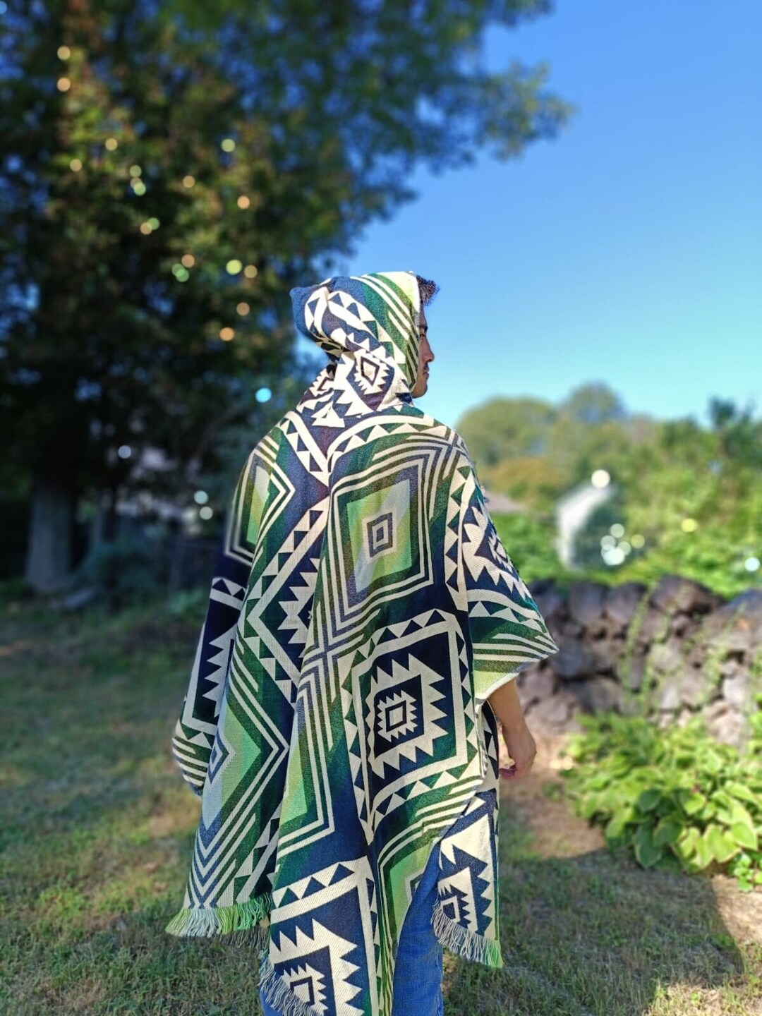 Handmade Wool Poncho, Poncho Hood, One Size and Unisex Use, Perfect ...