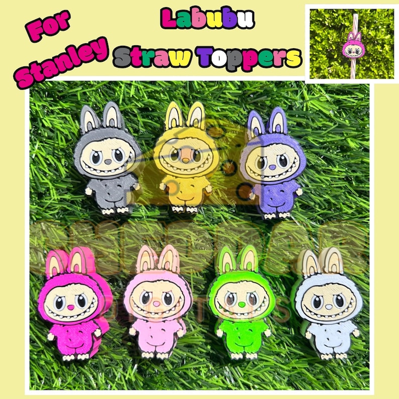 Labubu Straw Topper | 3D Printed Labubu Topper | Straw Charm Gift ...