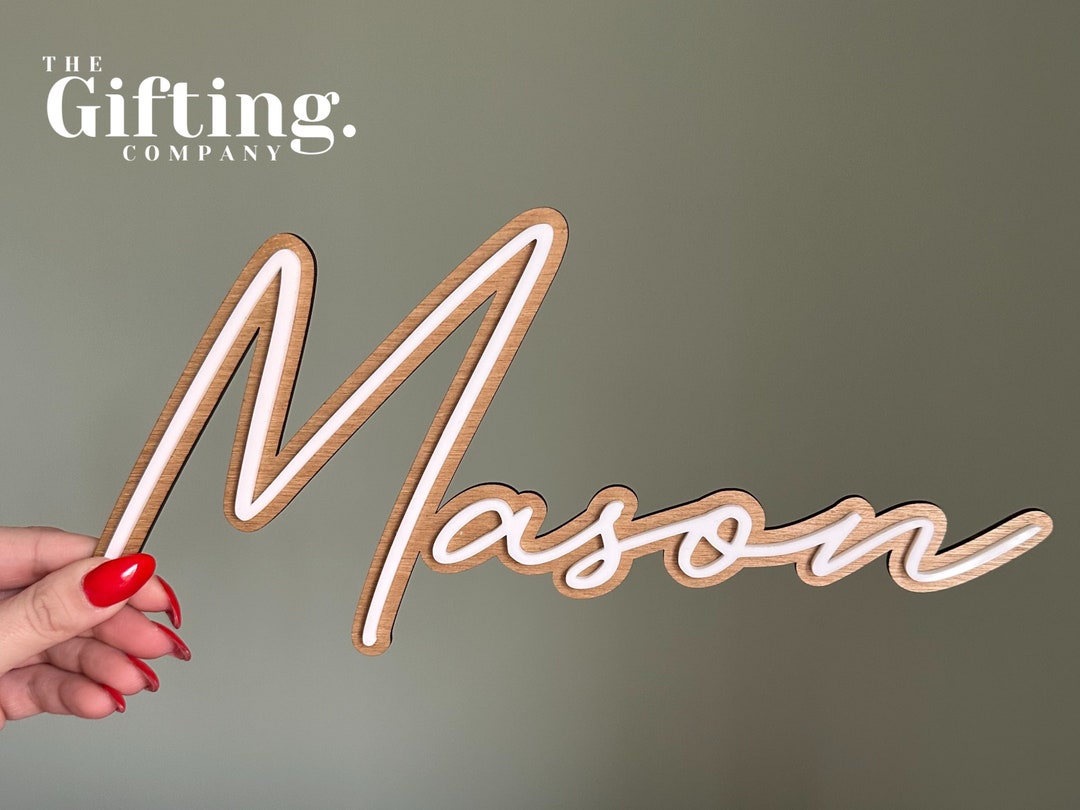 Personalised Wooden / Acrylic Name Sign Custom Wall Art Baby Name Sign ...
