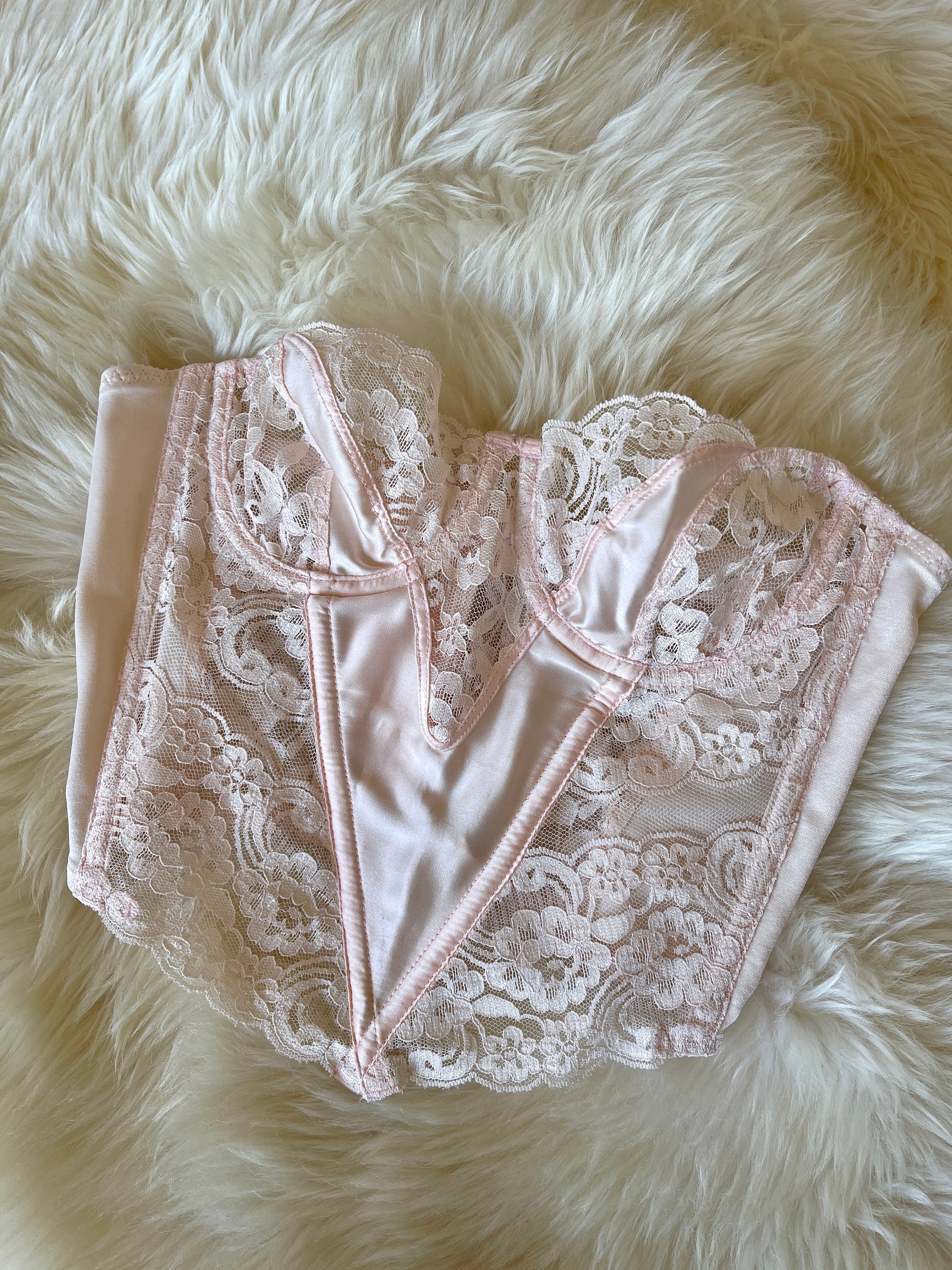 Vintage Christian Dior Lace and Satin Blush Pink Corset Bustier - Etsy