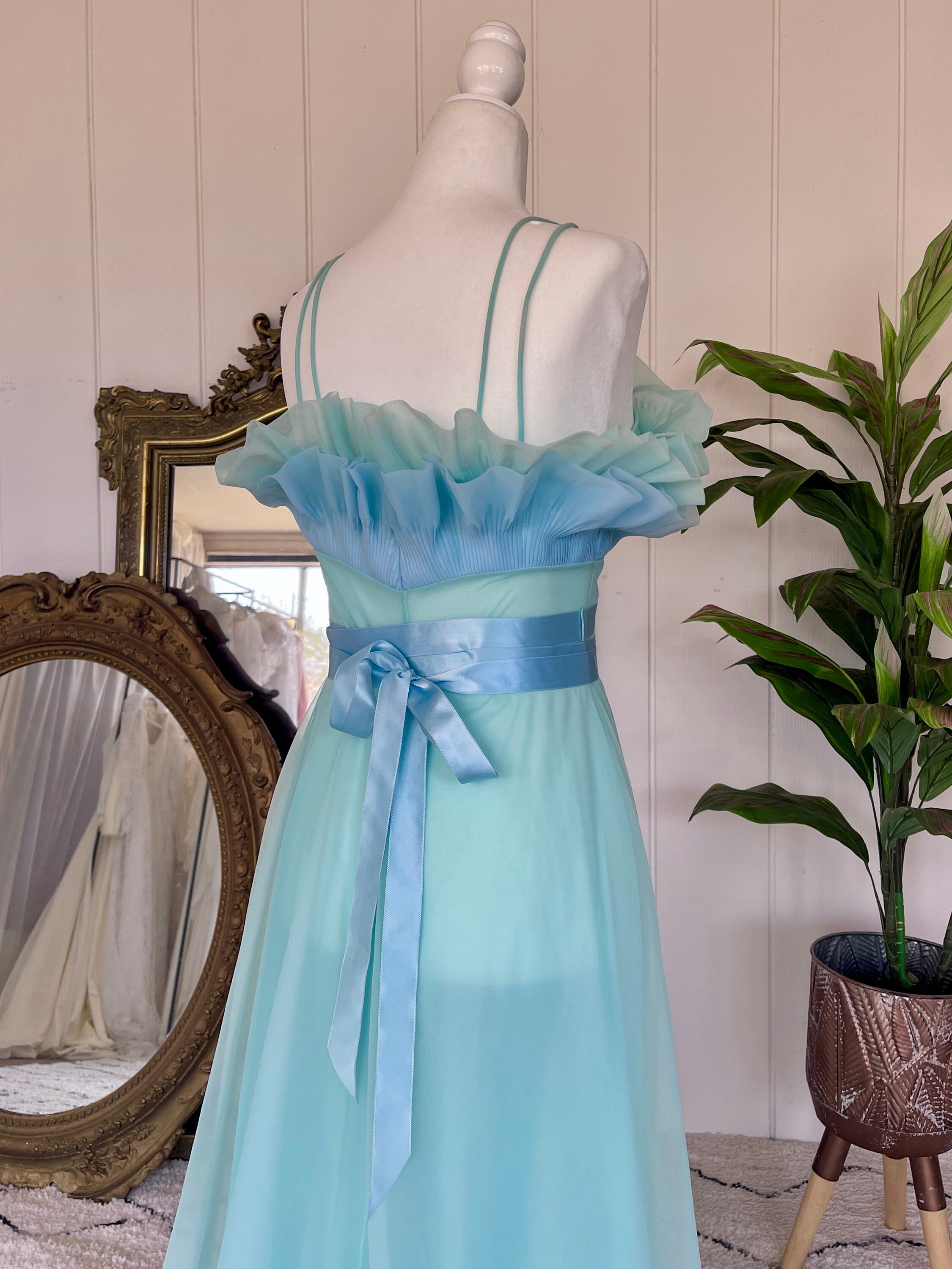 Vintage Sheer Blue Ruffle Gown Vintage 50s Vanity Fair Nightgown With ...