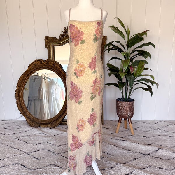 Y2k Beaded Silk Gown - Etsy