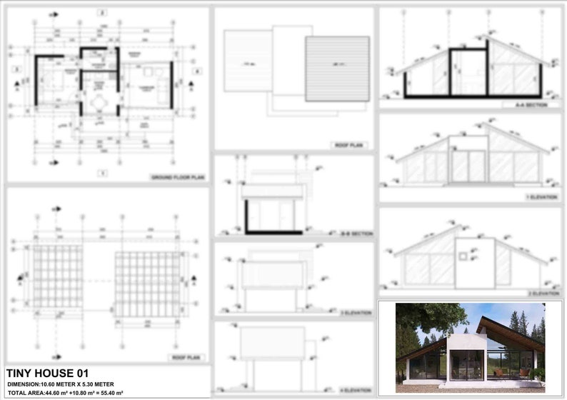 Modern Tiny House Design One Bedroom Mountain Cabin Design ...
