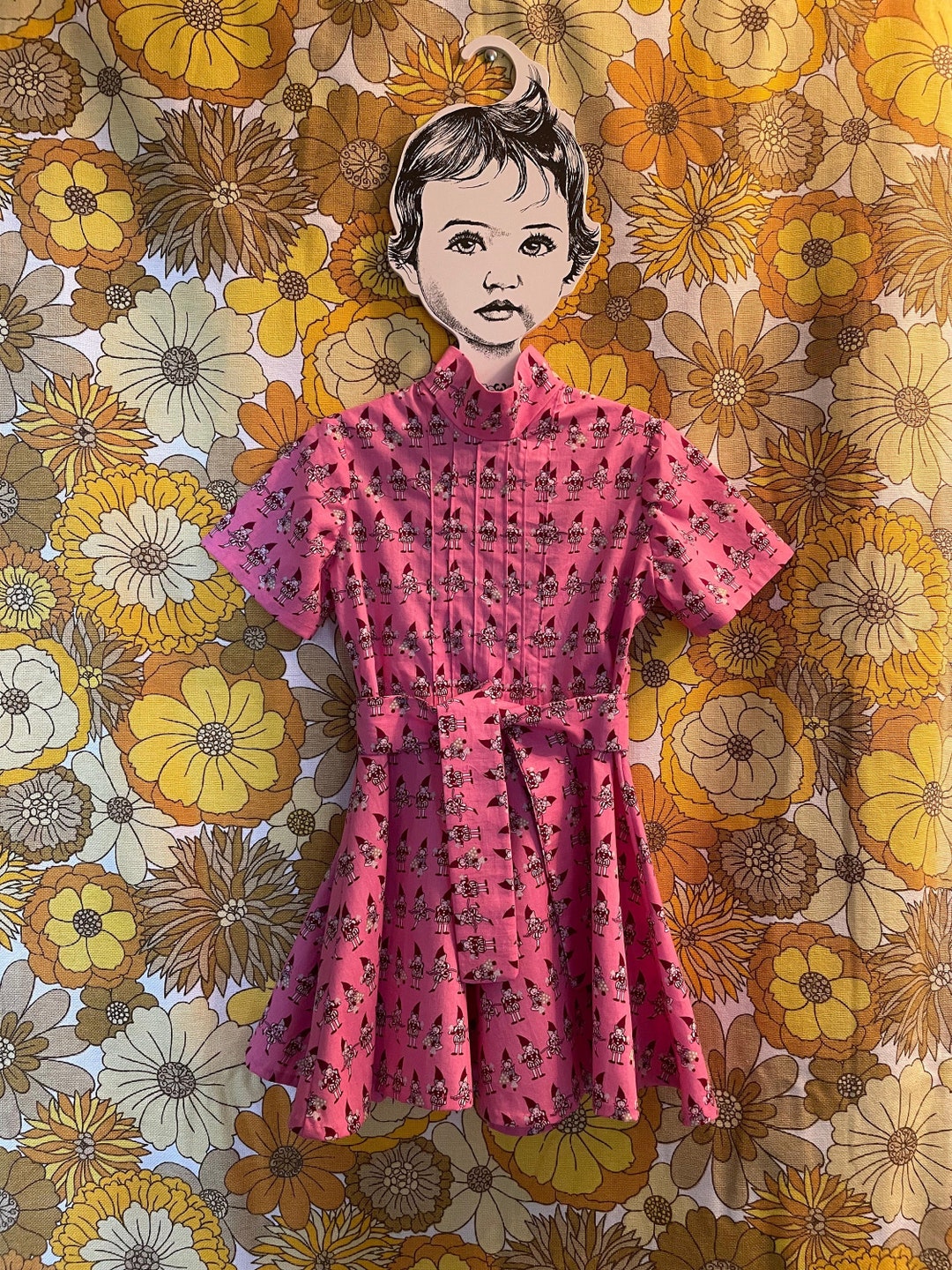 Little Girl's Vintage Pink Pixie Print Dress - Etsy
