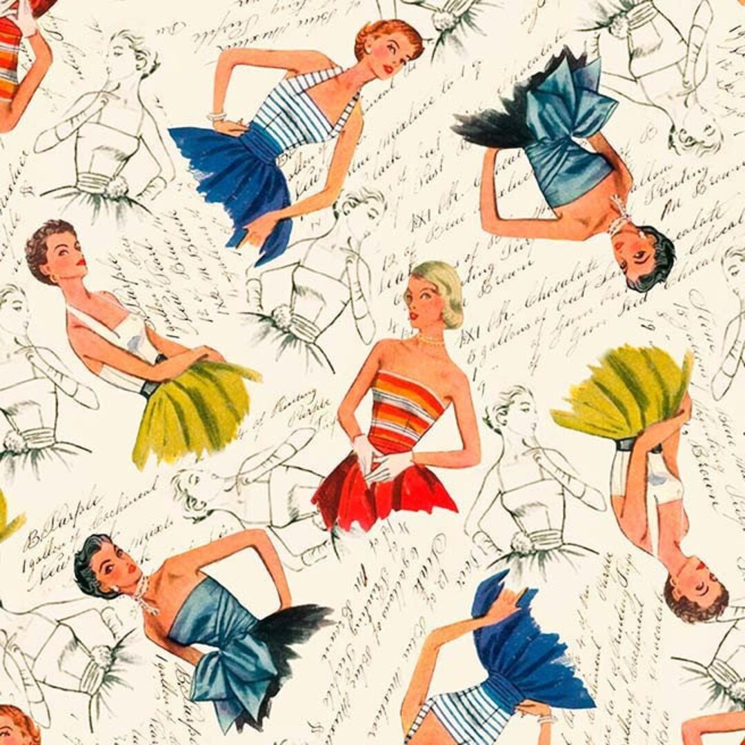 Michael Miller Fabrics Fashion Images DDC11021-CREM-D - by the Yard (36 ...