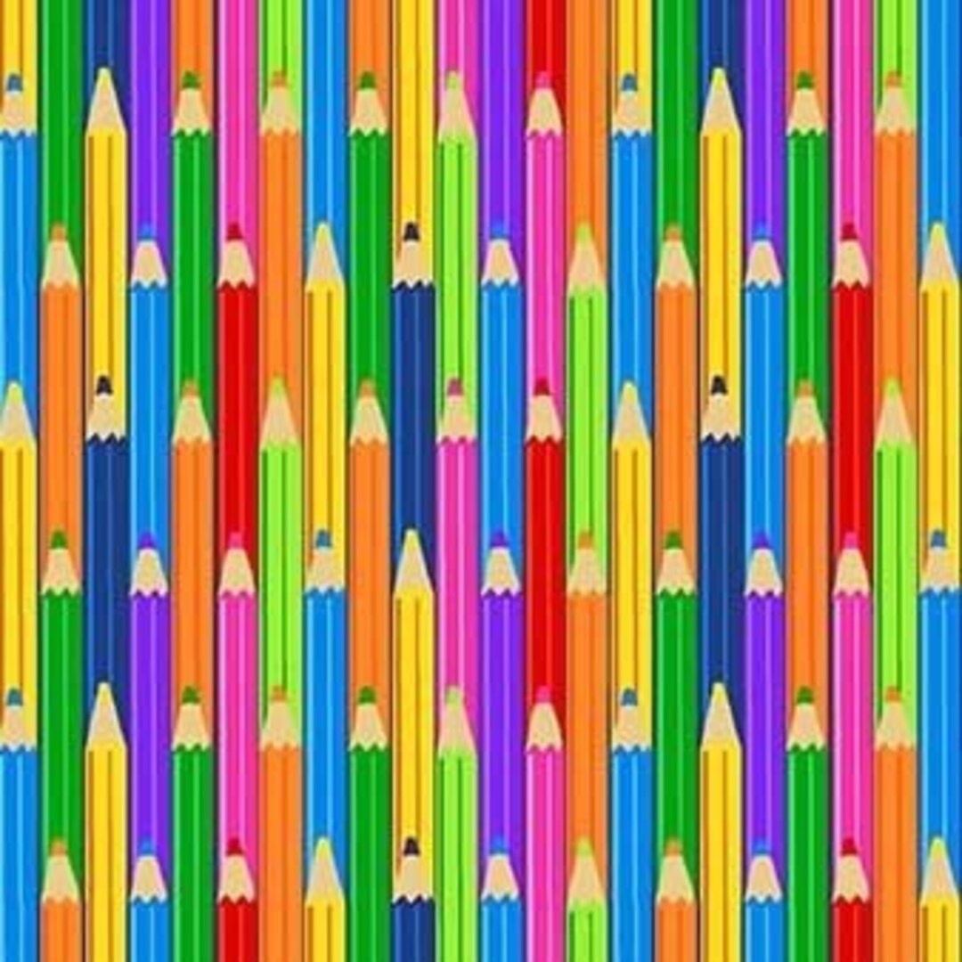 Michael Miller Fabrics Colored Pencils Multi by the Yard 36 X 44 100% ...